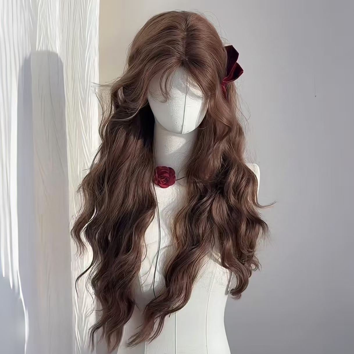 70cm Long Curly Hair Wig with Air Bangs Extension for Women Wig Natural ...