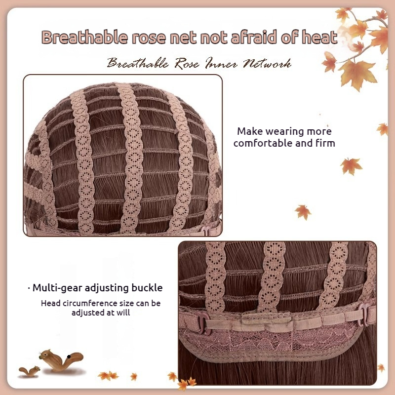 70cm Long Curly Hair Wig with Air Bangs Extension for Women Wig Natural ...