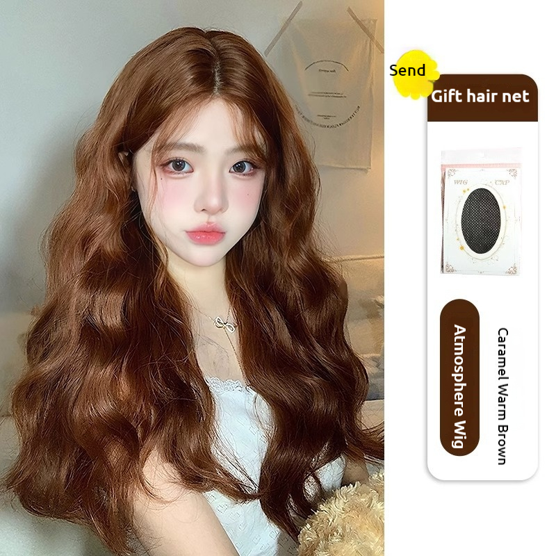 70cm Long Curly Hair Wig with Air Bangs Extension for Women Wig Natural ...