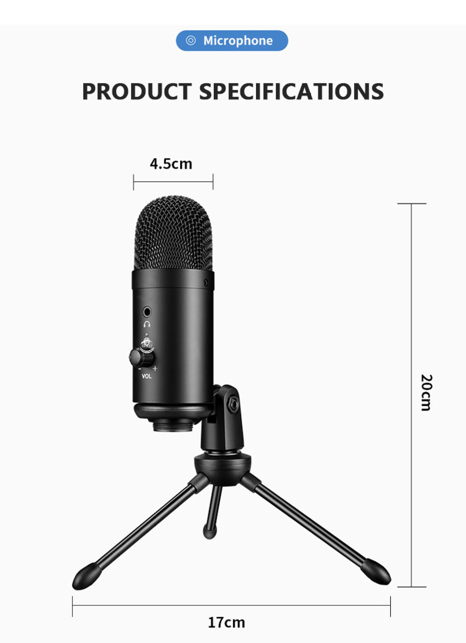 DQQI USB Condenser Microphone for PC Recording Vlogging Videoke Studio ...