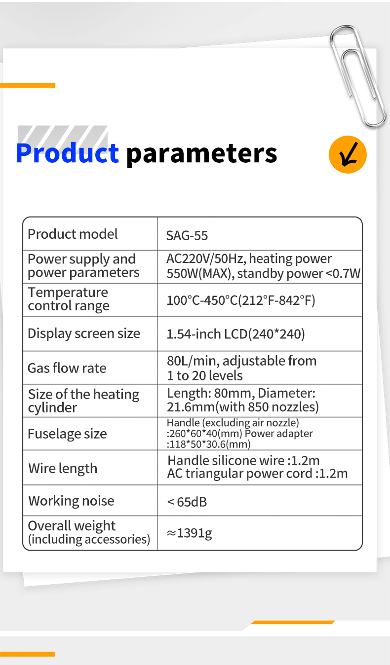 FNIRSI SAG-55 Micro Hot Air Gun 550W with Stand BGA Rework LCD Digital ...