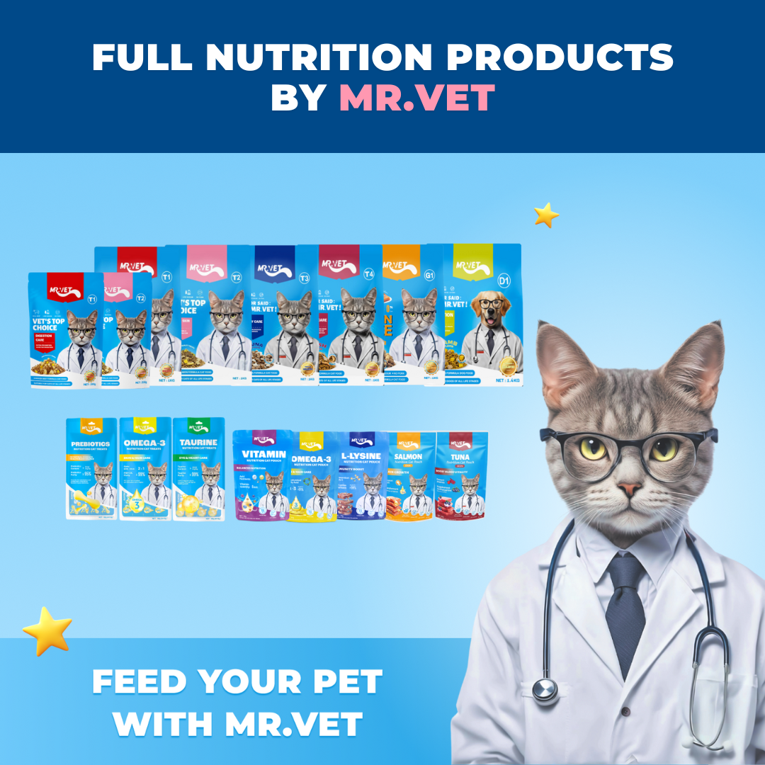 Mr Vet T1 Cat Kibble 300g, Remove Hair Ball, 35% chicken, 21% beef ...