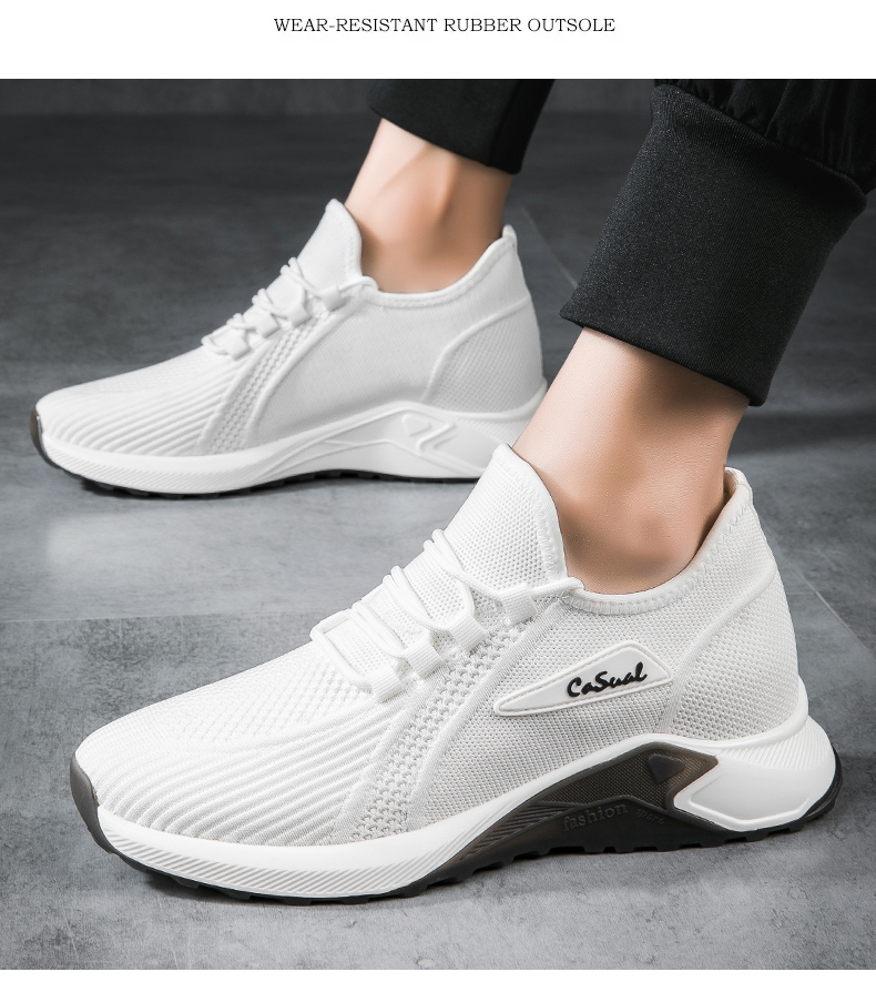 Sneakers Men Elevator Shoes Hidden Heels Breathable Heightening Shoes ...