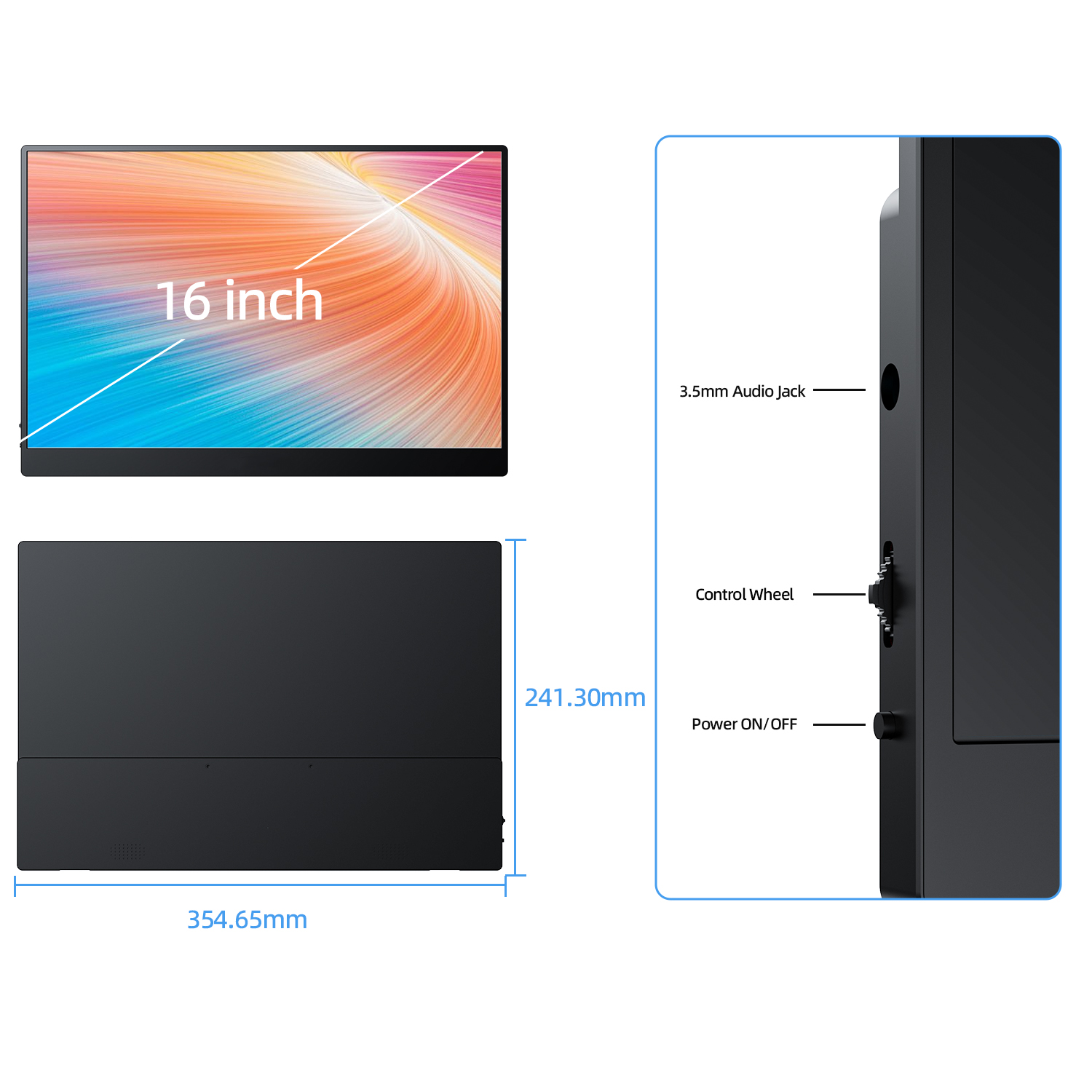 GOOJODOQ 16 inch Portable Monitor for Laptop Vivid Image Ultra-thin ...