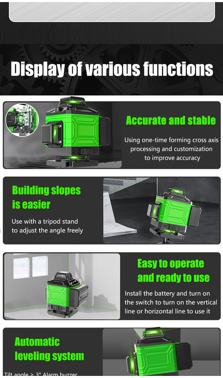 12 Line Clear Precision Laser Level High-Quality Laser Meter with ...