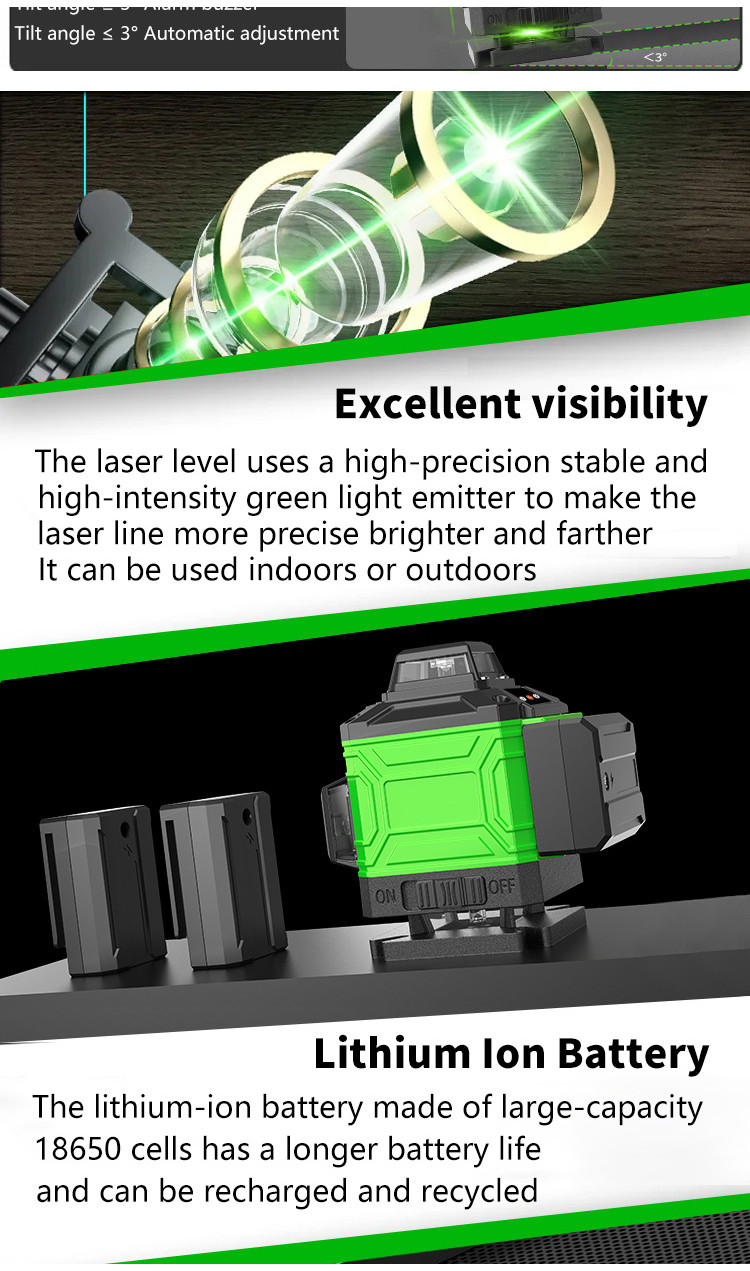12 Line Clear Precision Laser Level High-Quality Laser Meter with ...