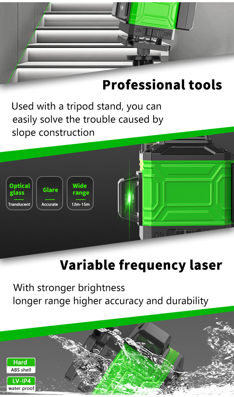 12 Line Clear Precision Laser Level High-Quality Laser Meter with ...