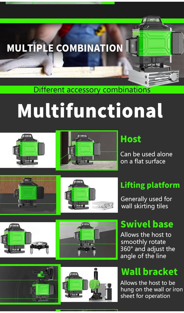 12 Line Clear Precision Laser Level High-Quality Laser Meter with ...