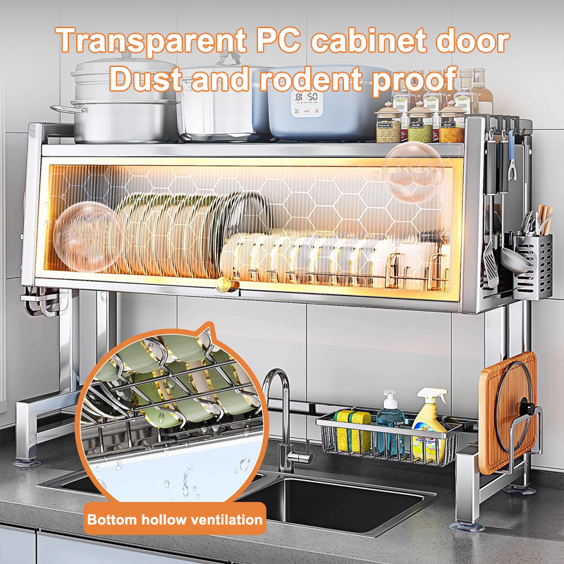 SimpleJoy Stainless Steel Sink Rack with Cover 304 Over Sink Dish Rack ...