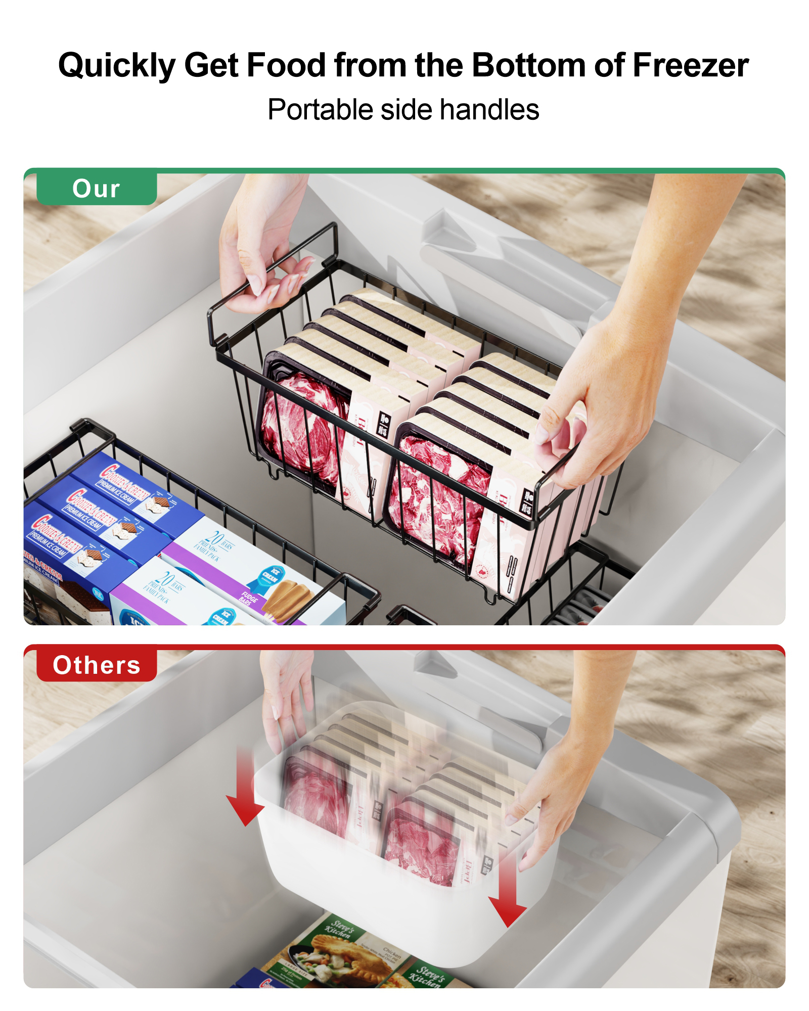 SimpleJoy 4 Pack Stackable Freezer Baskets Space Saving Multi Purpose ...