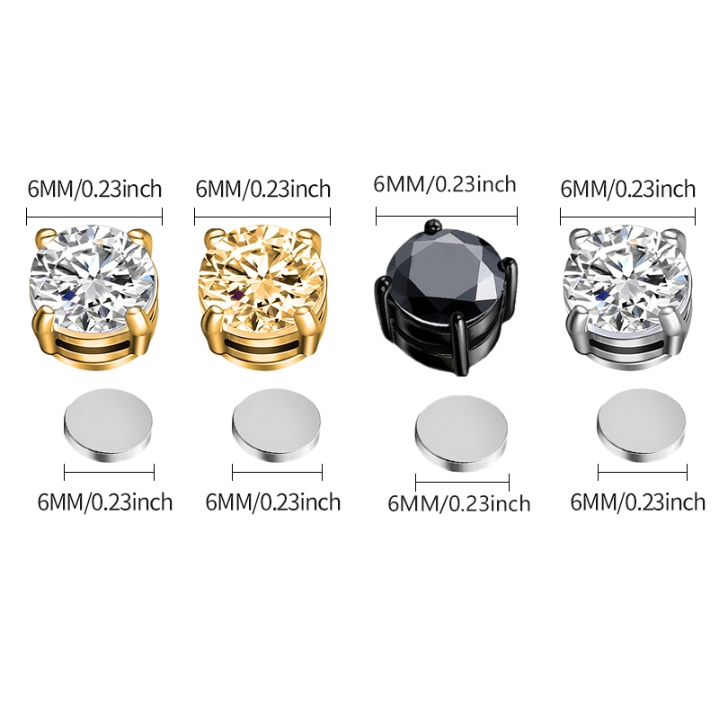 New Stainless Steel Zircon Magnetic Clip Earrings, Painless and Non ...