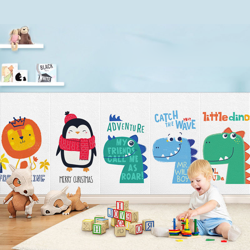 6Pcs DIY 3D Wall Sticker Wallpaper Room Decor Foam Wallpaper Adhesive ...