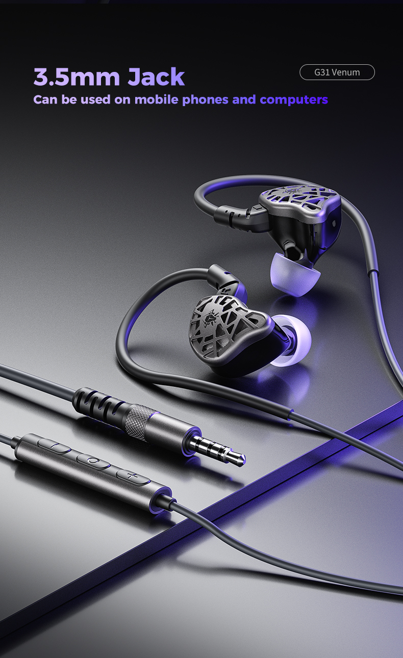 PLEXTONE G31 Venom Gaming Earphones,In-ear Earphones,Esports Headphones ...