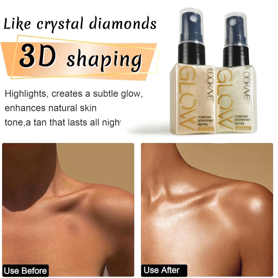 Pearlescent Highlighter Spray - Face & Body Glitter Makeup with Long ...