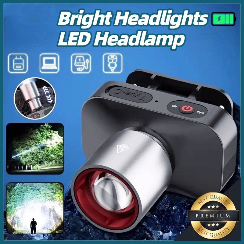 【BUY 1 TAKE 1】Zoomable Headlight Flashlight Led Usb Rechargeable ...