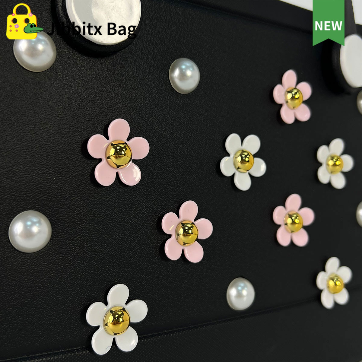 Jibbitx Bag 14pcs Resin Flower And Pearl Set 16mm Cartoon DIY Charms ...