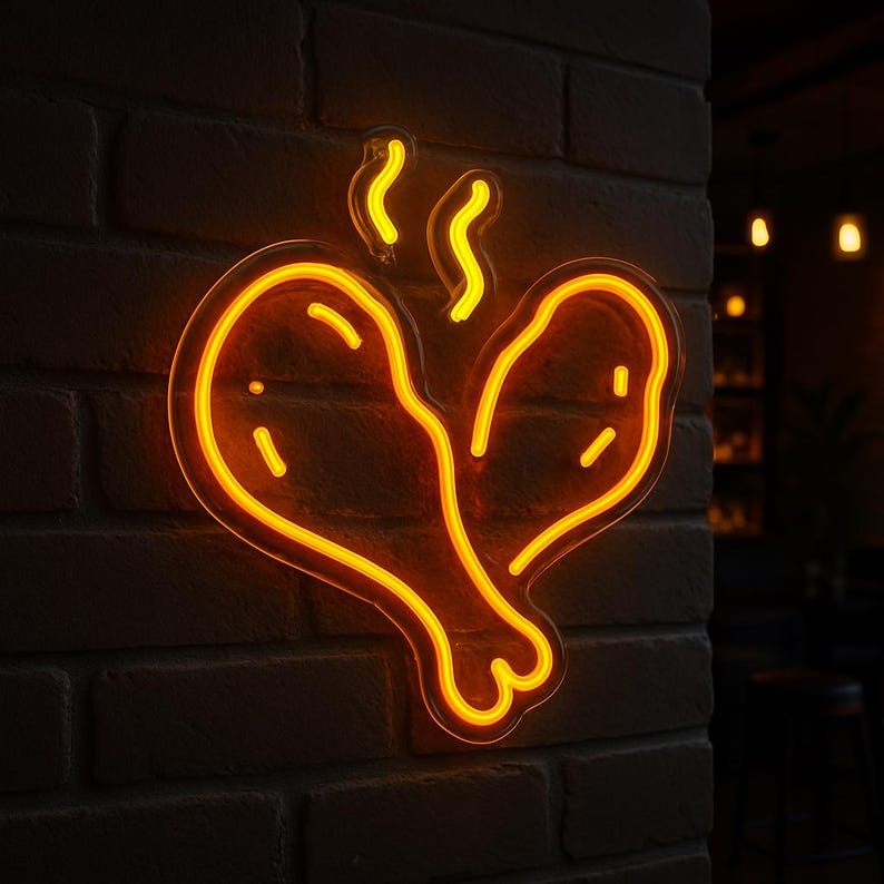Fried Chicken Neon Sign Light. LED Restaurant Decor. Chicken Wings ...