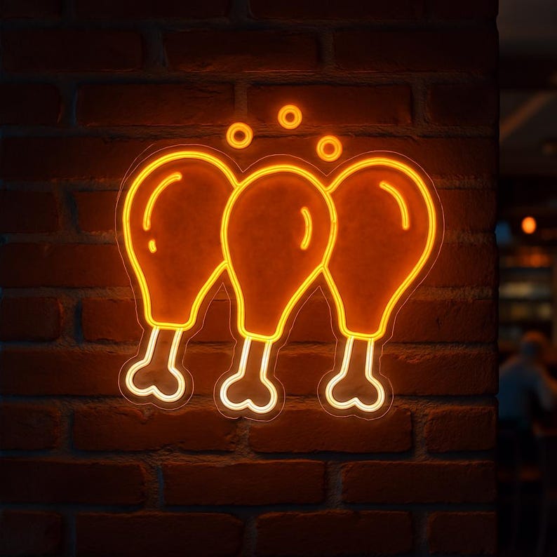 Fried Chicken Neon Sign Light. LED Restaurant Decor. Chicken Wings ...