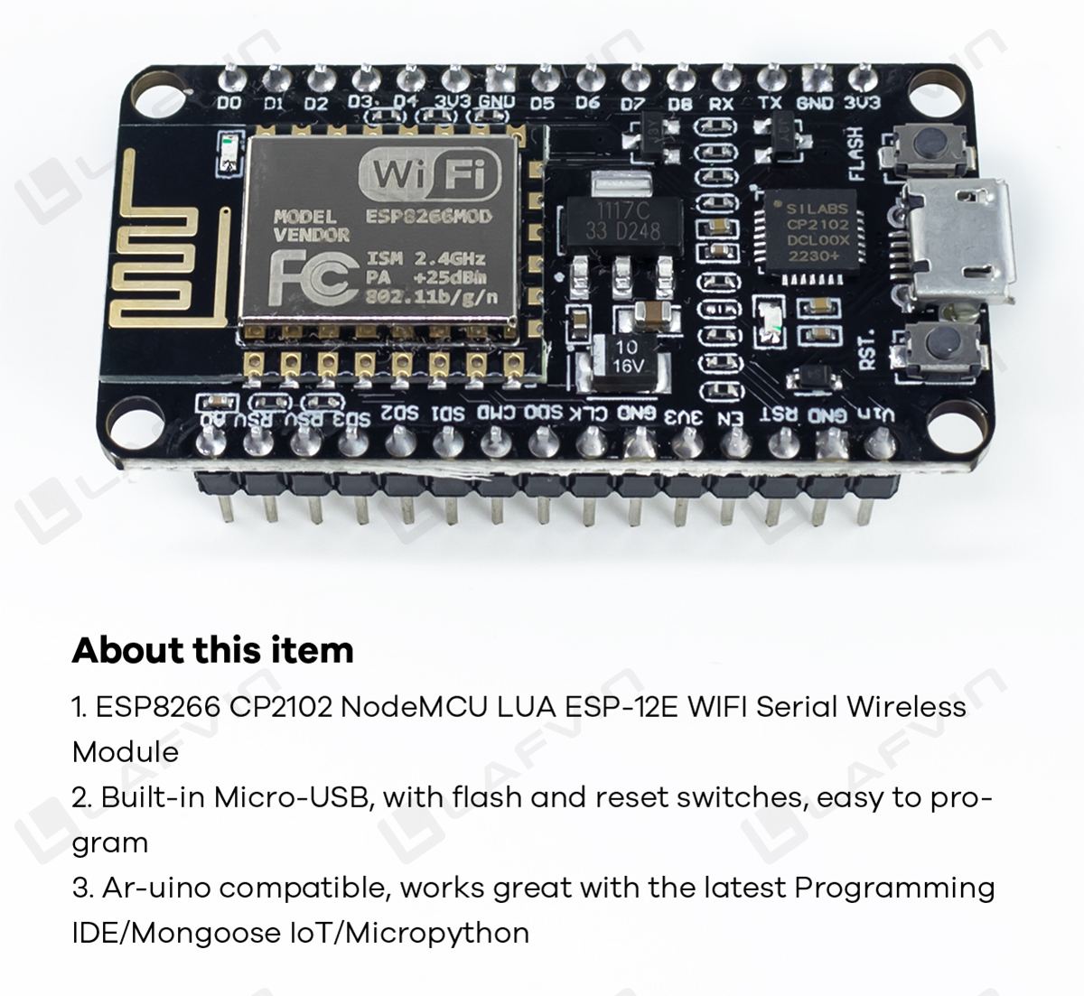 LAFVIN NodeMcu ESP8266 WiFi Starter Kit for Arduino, for IoT Development Breadboard Sensor ...