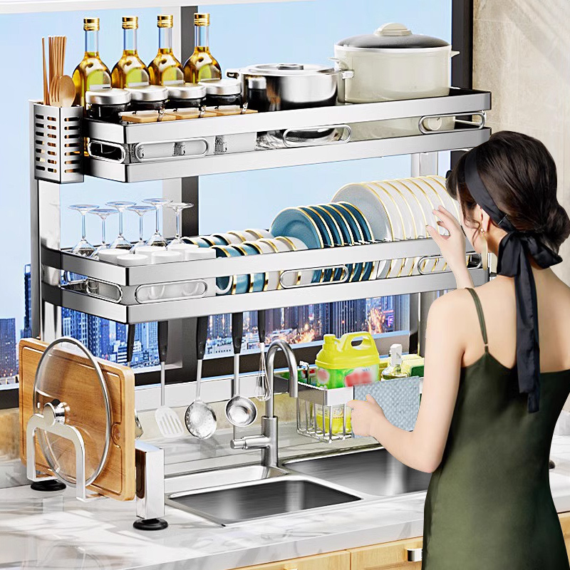 SimpleJoy 304 Over Sink Dish Rack Stainless Steel Sink Rack Dish Rack ...