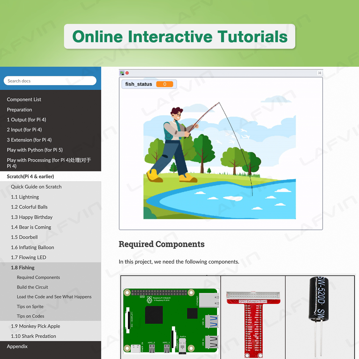 LAFVIN Basic Starter Kit Programming Kit for Raspberry Pi 5/4/3, Supported Python/C/Java/Scratch ...
