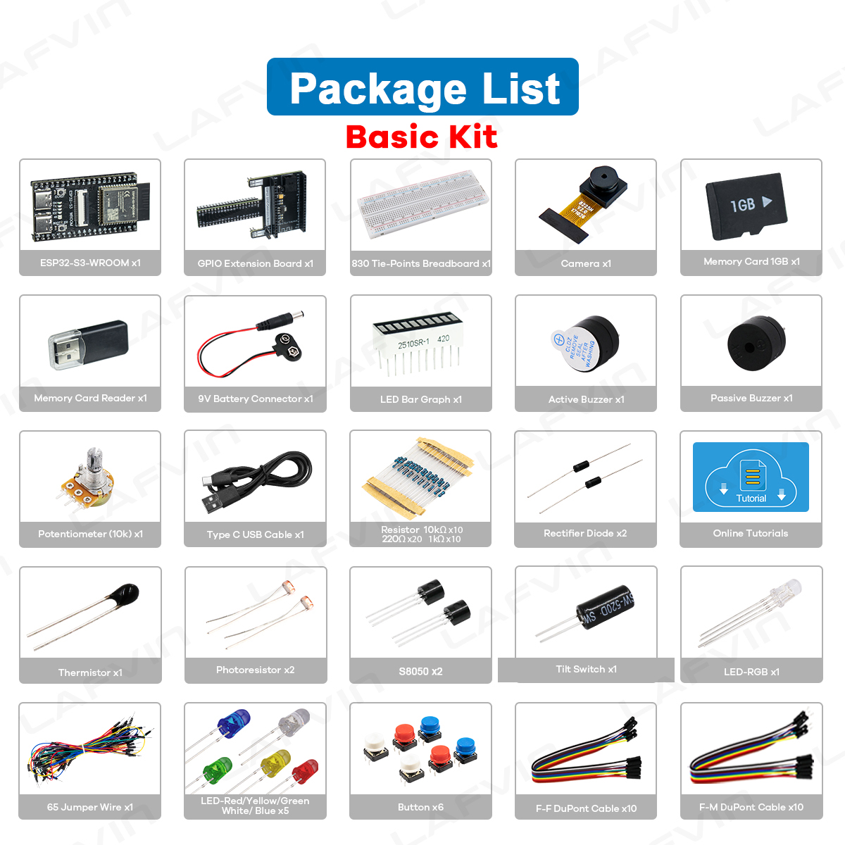LAFVIN Basic/Ultimate Starter Kit for ESP32-S3-WROOM IOT WIFI ...