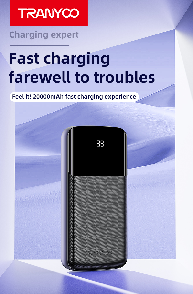 Tranyoo D09 20000mAh Powerbank 2.1A Fast Charging Stylish Patterns Slim And Portable power bank ...