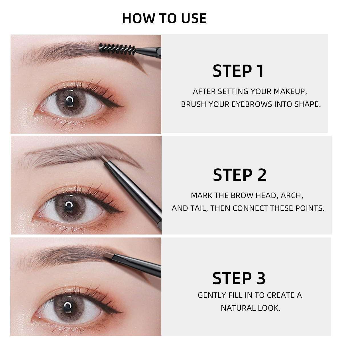 JMCY Eyebrow Pencil Soft Spiral Brow Brush Double-Ended And 3 in 1 ...