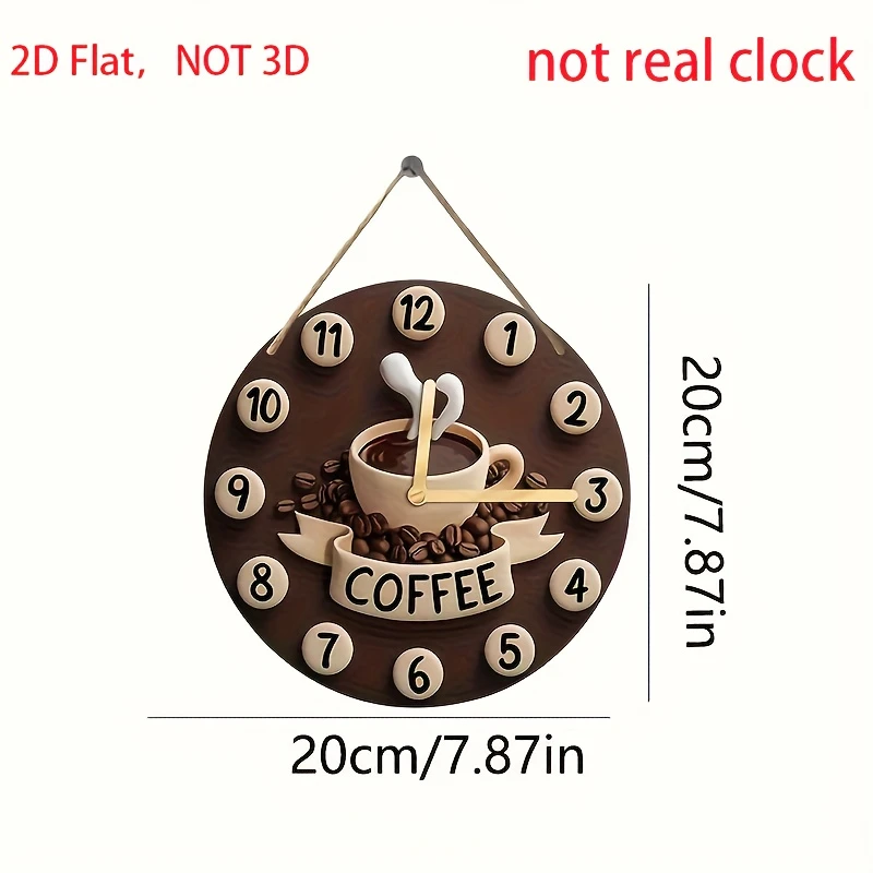【not real clock】Wooden Coffee Clock Wall Decor - Vintage Coffee Bean ...