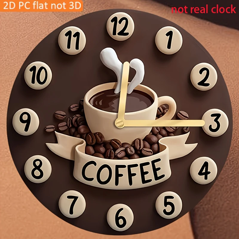 【not real clock】Wooden Coffee Clock Wall Decor - Vintage Coffee Bean ...