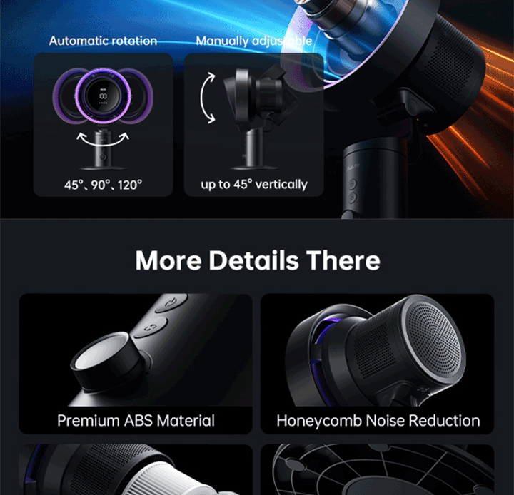 JISULIFE Table Fan Pro 3 Rechargeable Air Purifier Fan 100 Speeds ...