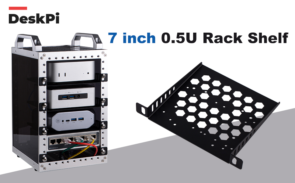 DeskPi RackMate Accessories 7-inch 0.5U Rack Shelf for TT Server Rack ...