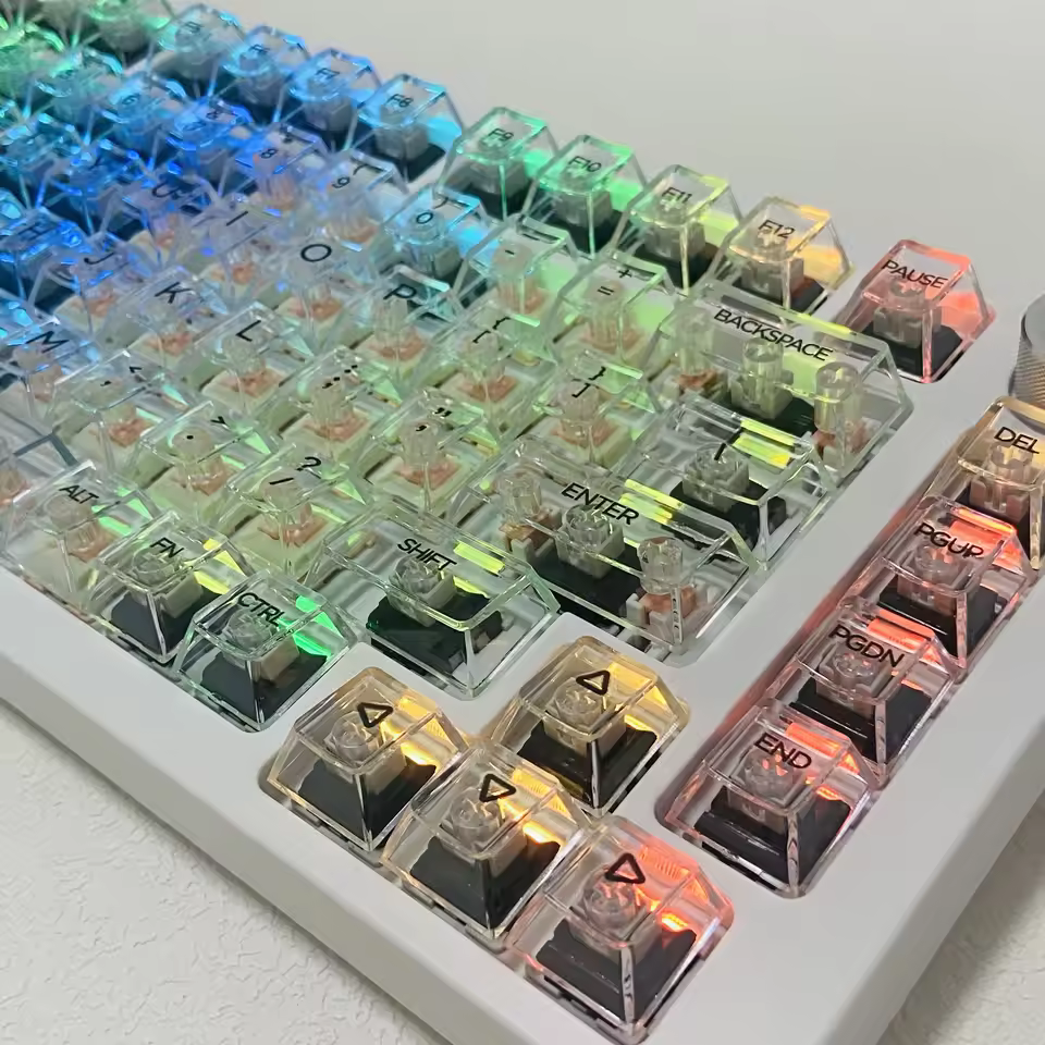 132 key transparent crystal keycap set DIY keyboard game keycaps ...
