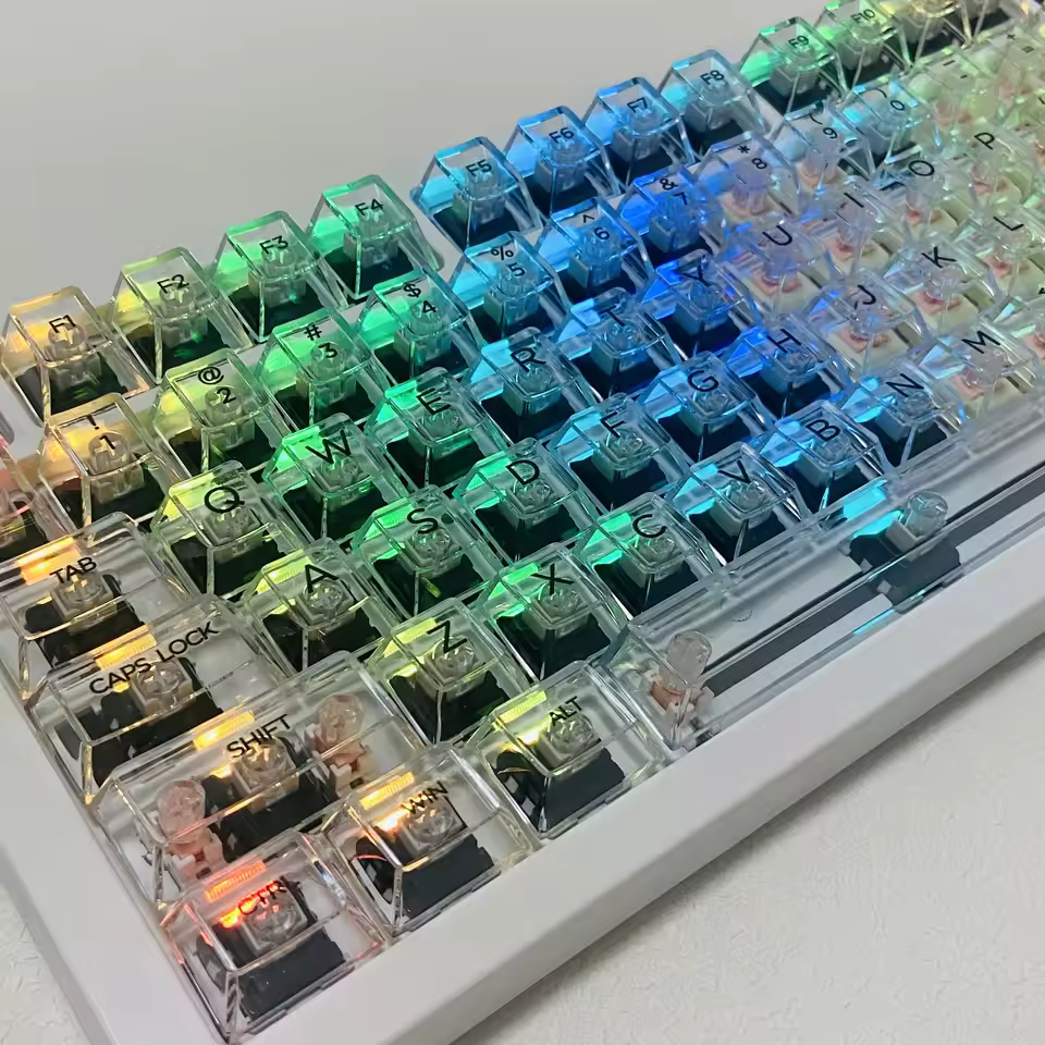 132 key transparent crystal keycap set DIY keyboard game keycaps ...