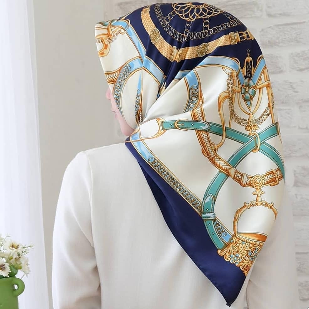 90cm Satin Print Large Square Scarf Fashion Imitation Silk Scarf ...