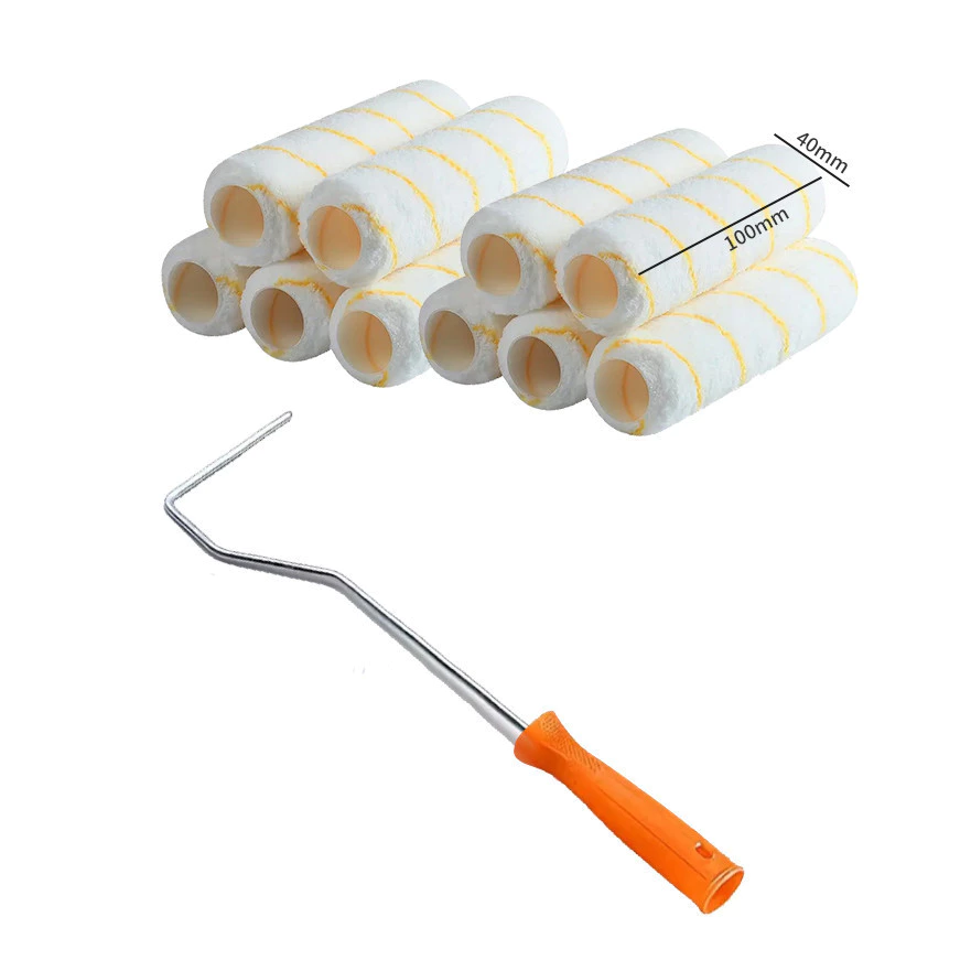 4 inches Paint Baby Roller Brush with handle /Cotton Roller Brush Set ...