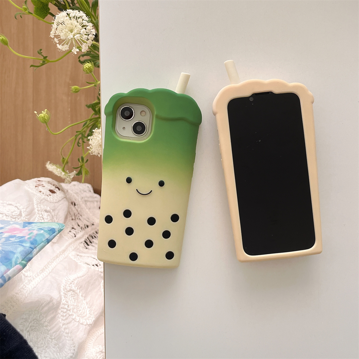Silicone anti-drop soft shell Three-dimensional bubble tea Iphone Case ...