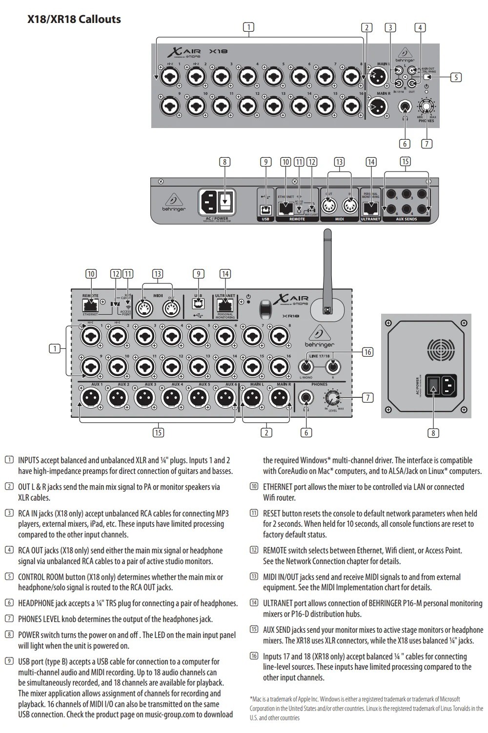 Behringer Air XR18 Rack Mount Professional Digital Mixer Built-in Wifi ...