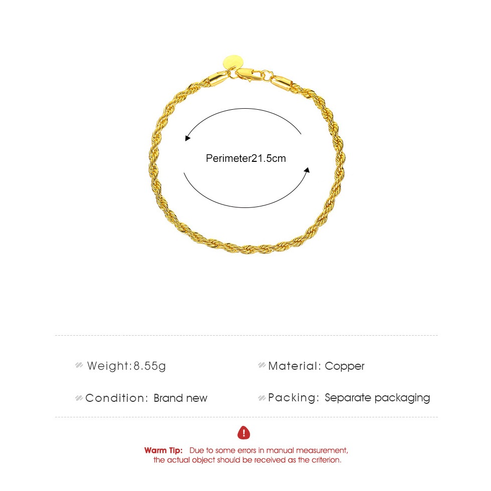 Korean Thick Chain Bracelet Weaving Twist Unisex Gold Silver Color ...