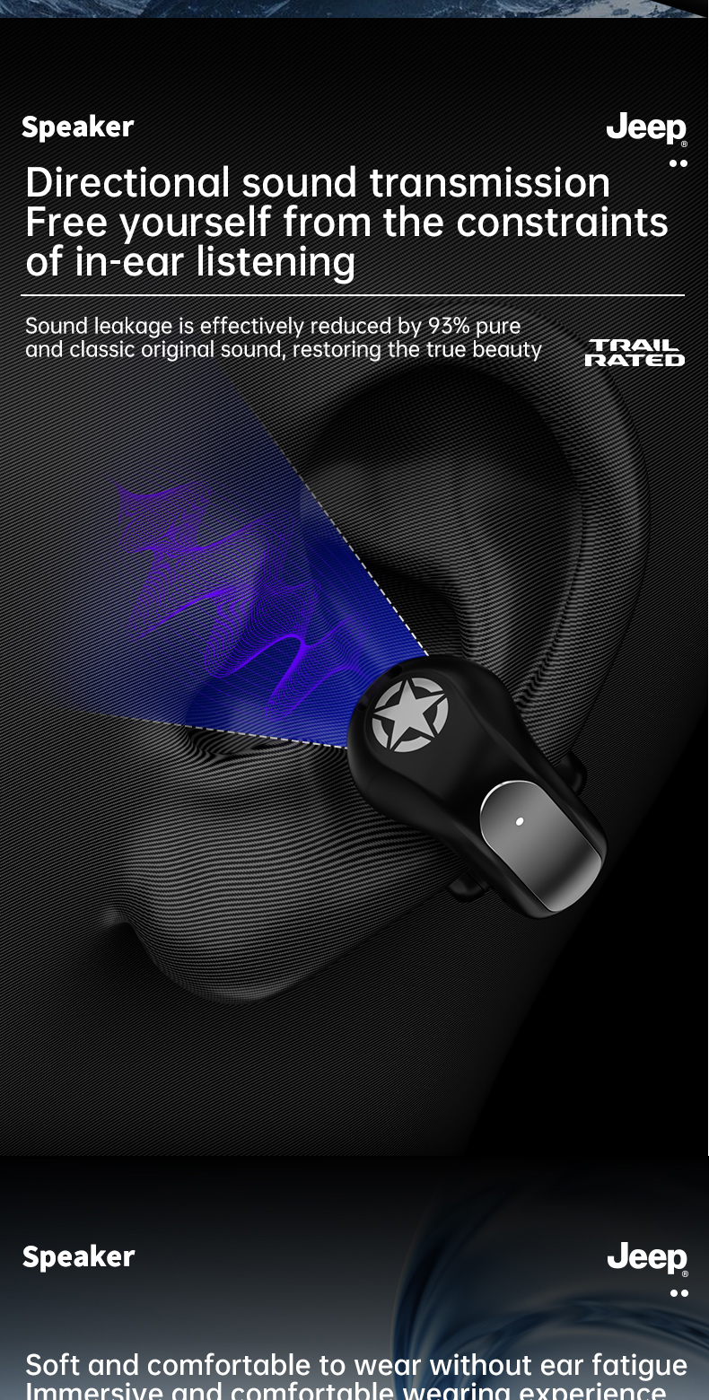 Jeep EC020 AI Real-Time Translation Wireless Bluetooth 6.0 Earphones ...