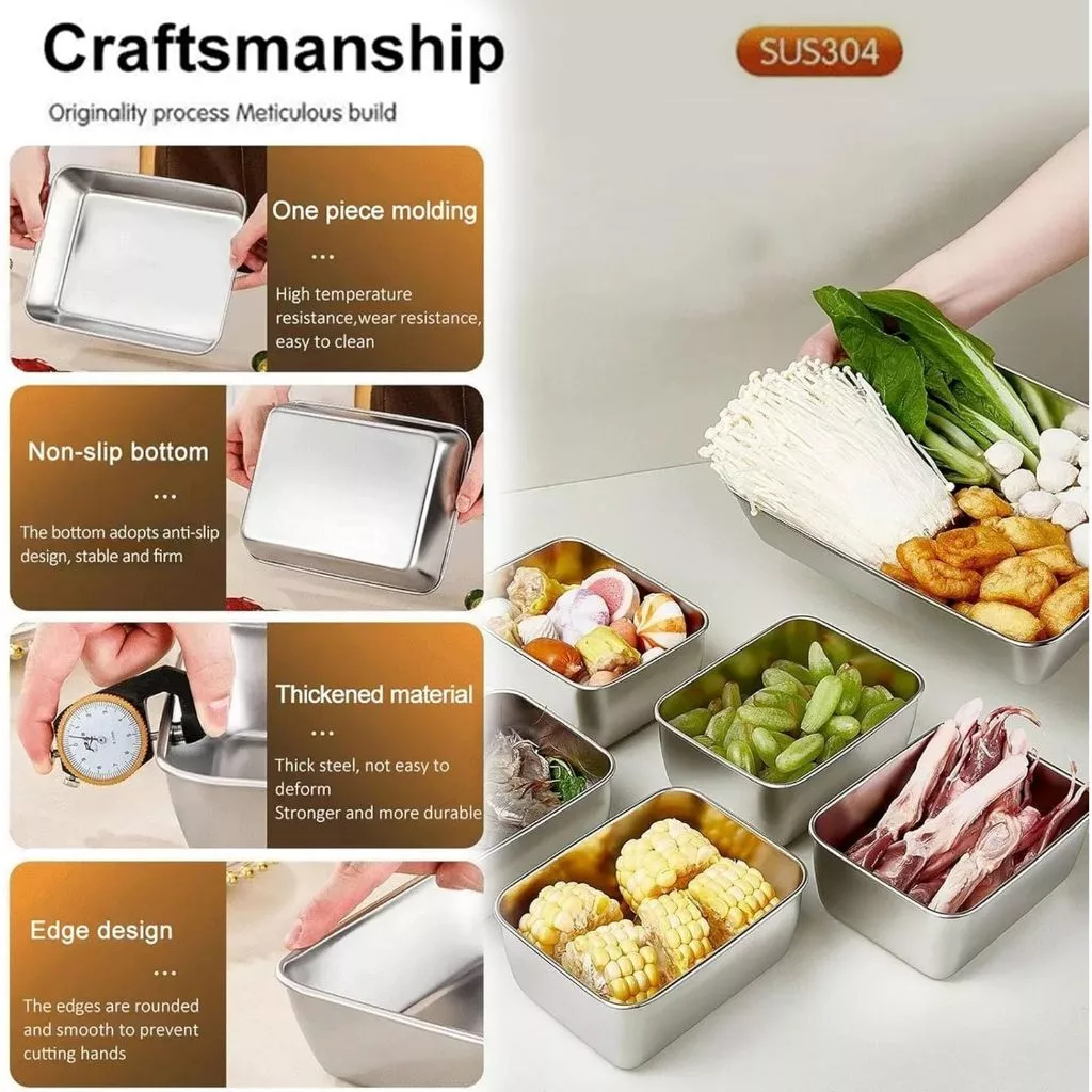 【Large Size Set】304 Stainless Steel Box Kitchen Storage Box Fresh ...
