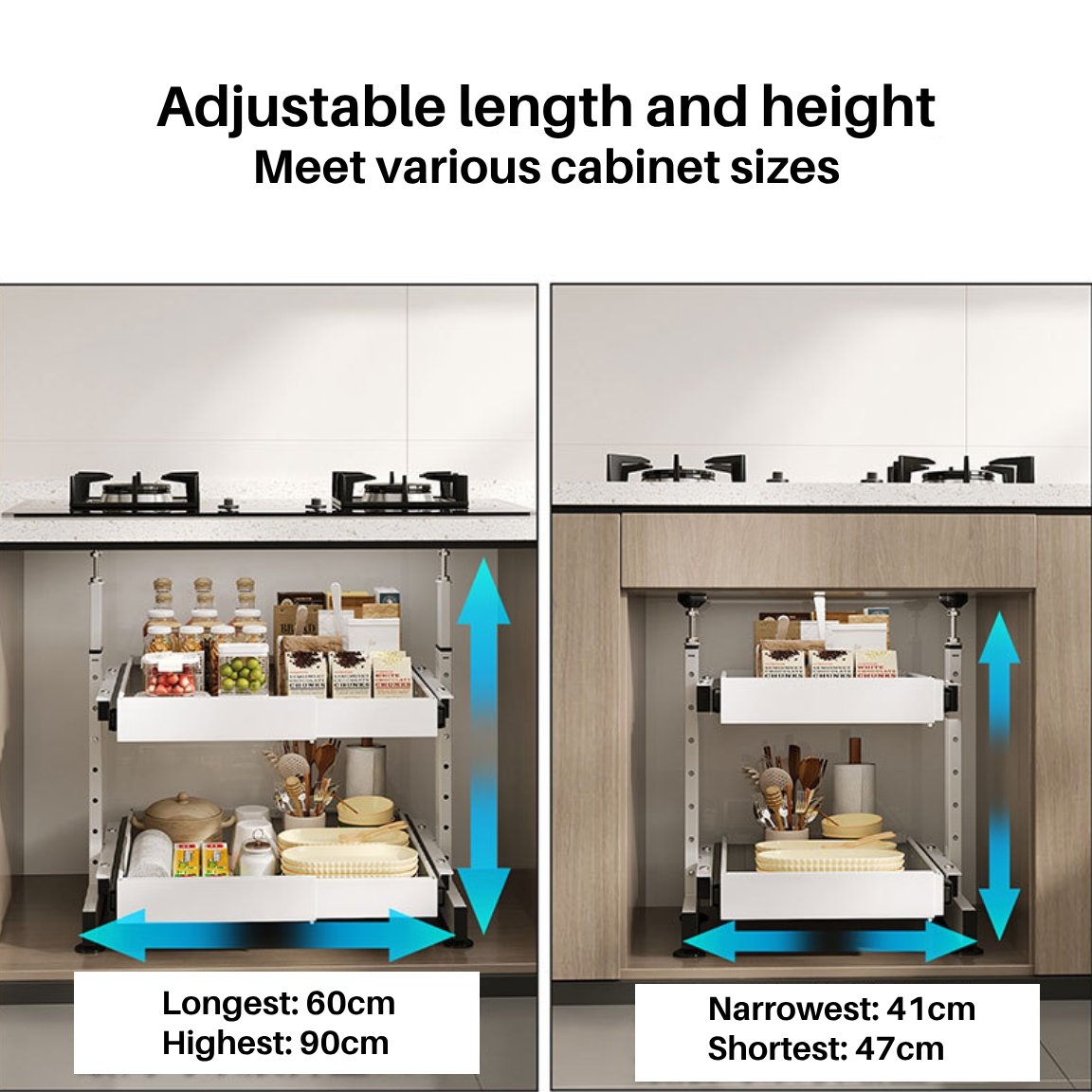 SJ 2 Tier Expandable and Pull Out Retractable Basket Rack Spice Rack ...