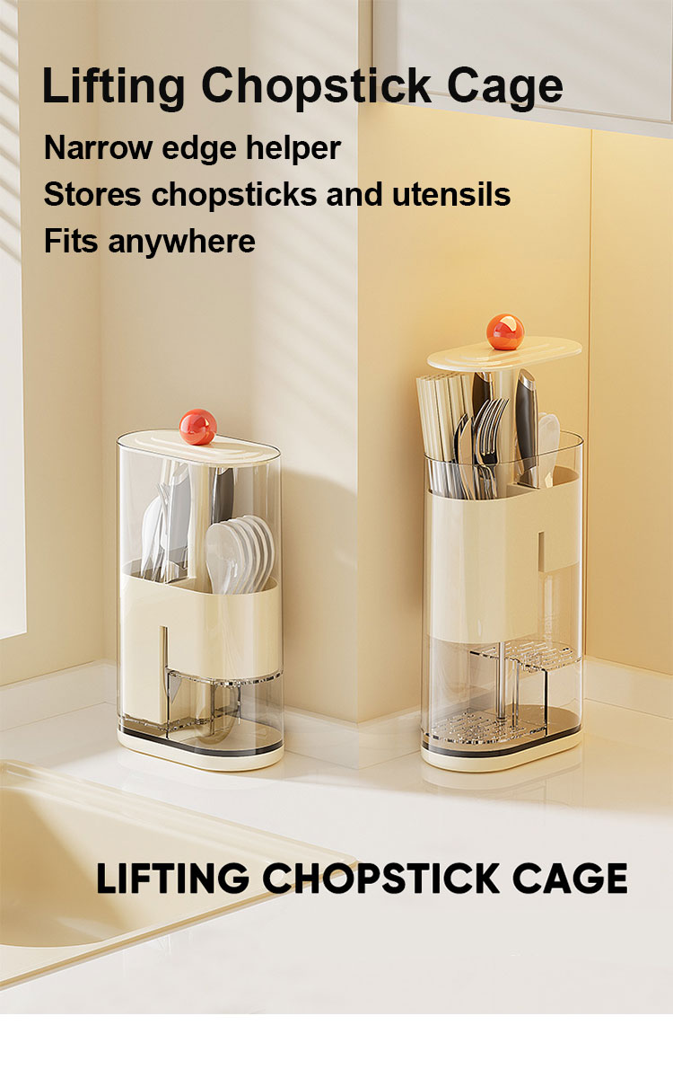 Automatic lifting spoon storage box chopsticks and soup spoon storage ...