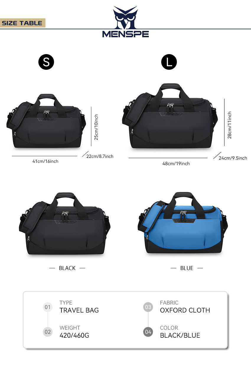 MENSPE Waterproof Travel Handbag Fitness Bag Separation Shoes Pocket ...