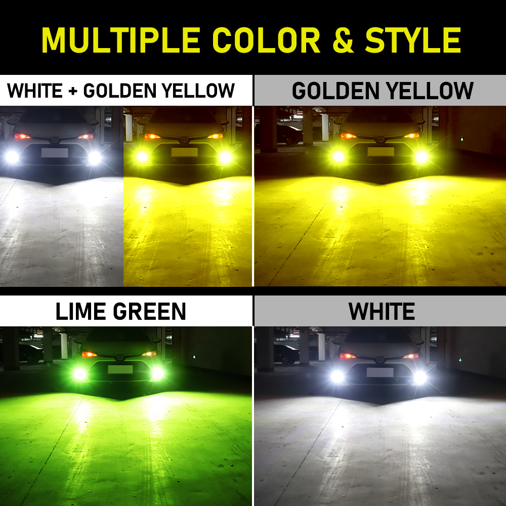 TUFFOO 1Pair Dual Color L1B LED Fog Light Bulb 14000LM For TOYOTA Vios ...