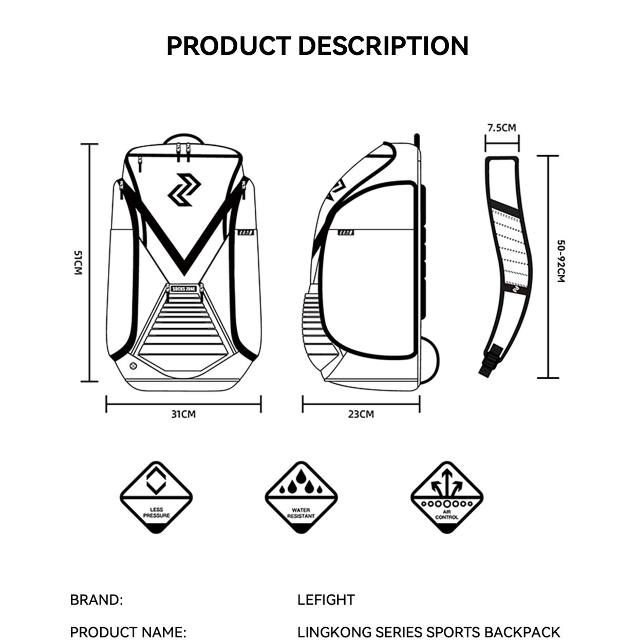 LEFIGHT CA-BE2109 Backpack Travel Large Capacity Dry Wet Separation ...