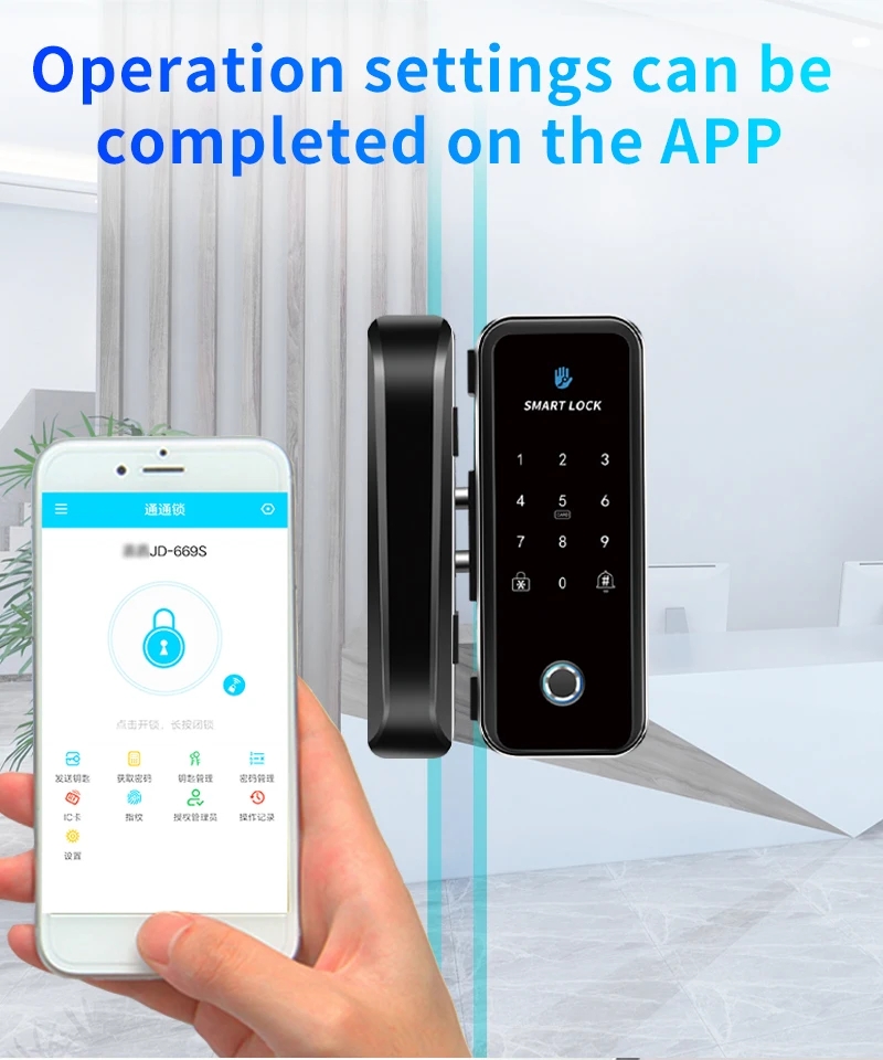 Bluetooth TTLOCK Smart Lock For Glass or Wooden Door Sliding Door ...