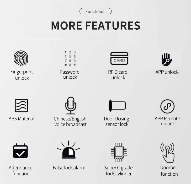 Bluetooth TTLOCK Smart Lock For Glass or Wooden Door Sliding Door ...