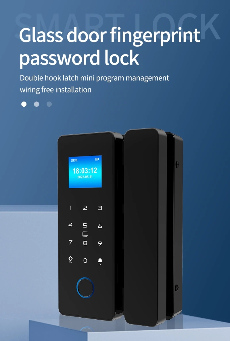 Electronic Digital Lock Fingerprint Glass Door Lock Bluetooth HAHA-Lock ...