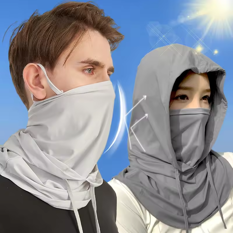 Men And Women Ice Silk Sunscreen Cap UV Protection Outdoor Face Mask ...